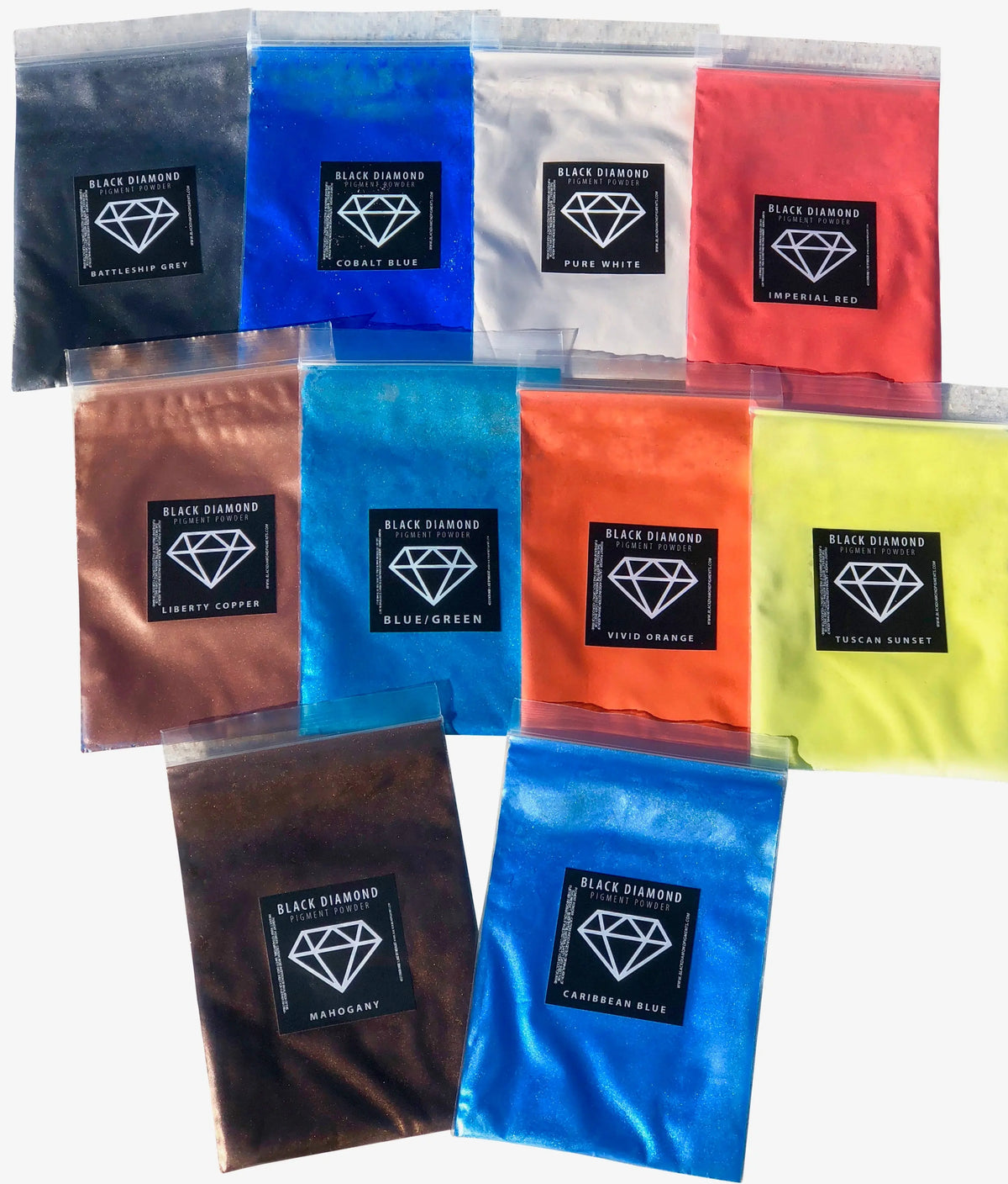 VARIETY PACK 1 (10 COLORS) powder pigment packs Black Diamond Pigments